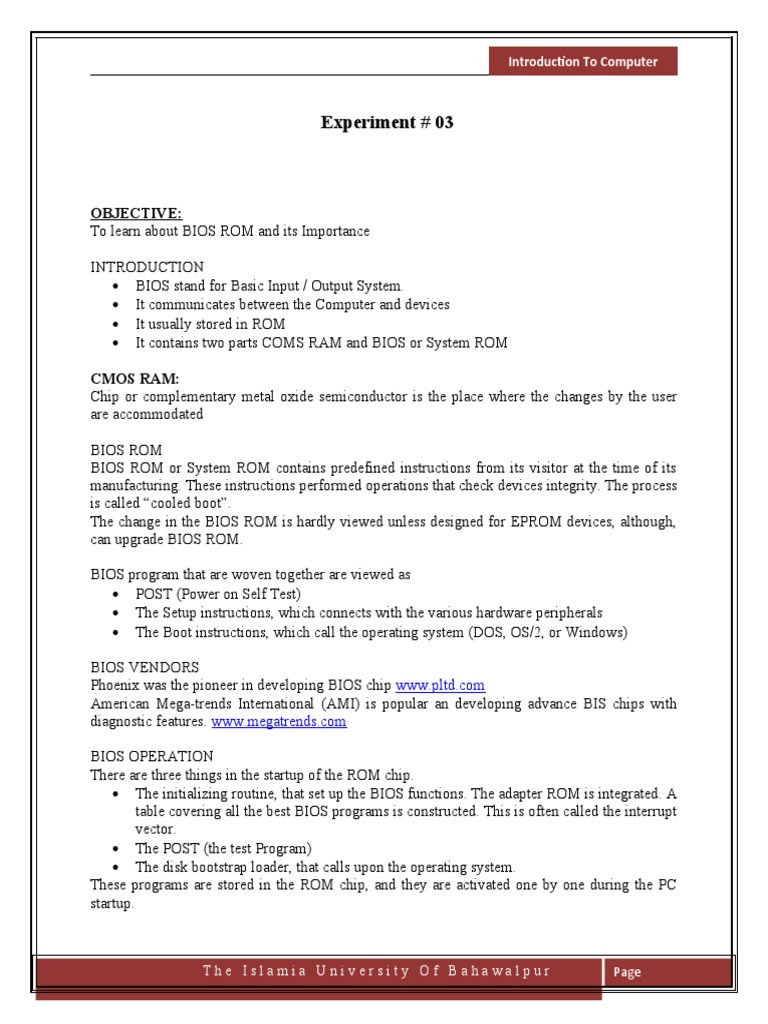 Experiment # 03: Objective | PDF | Bios | Booting