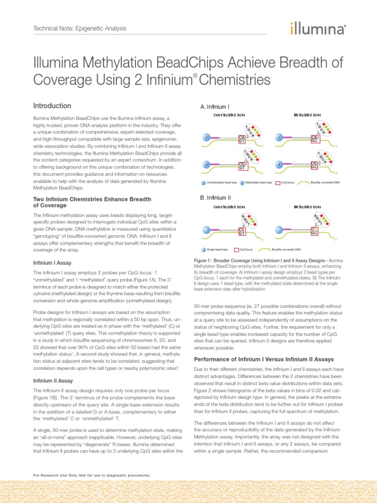 Illumina Methylation Beadchips Achieve Breadth of Coverage Using 2 Infinium Chemistries | PDF ...