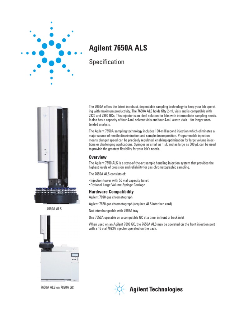 7650 ALS (Spec) | PDF | Gas Chromatography | Syringe