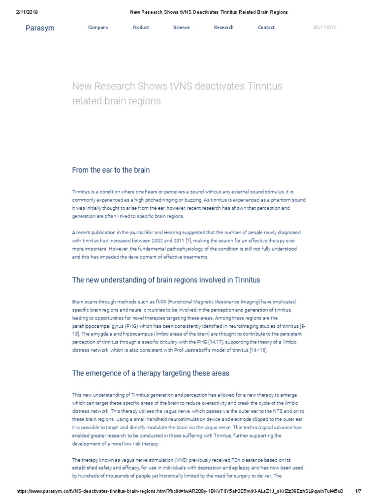 New Research Shows TVNS Deactivates Tinnitus Related Brain Regions ...
