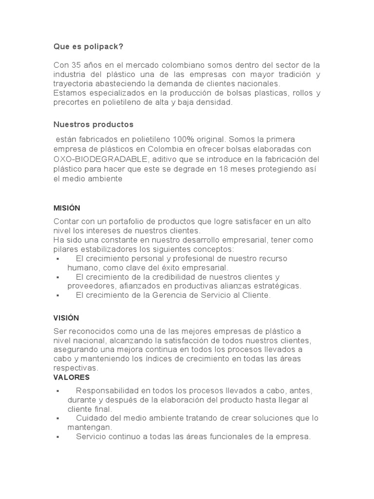Que Es Polipack | PDF | El plastico | Calidad (comercial)