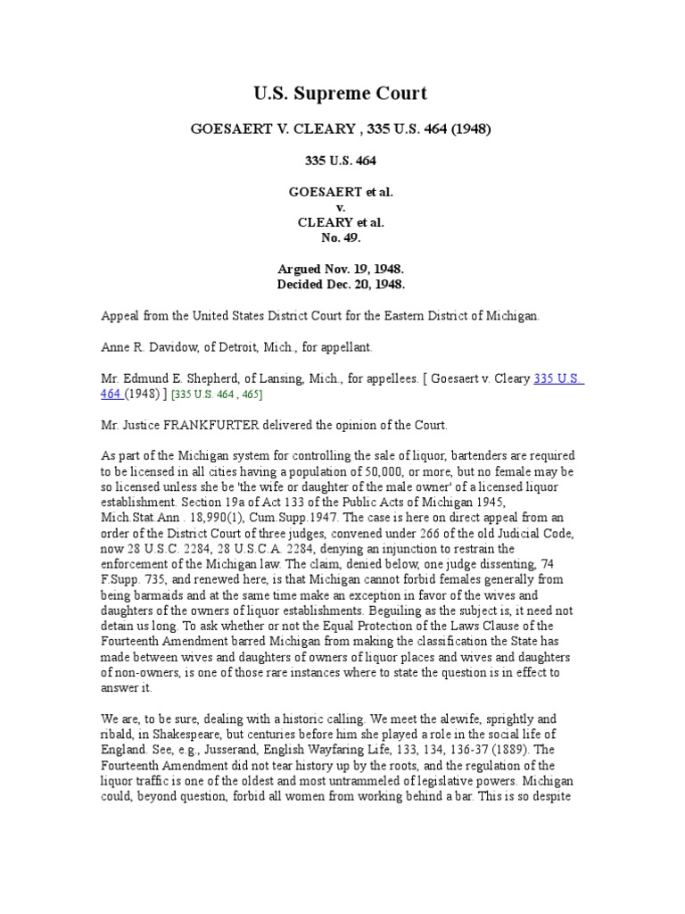 Consti2-Goesaert Vs Cleary | PDF | Government | Justice