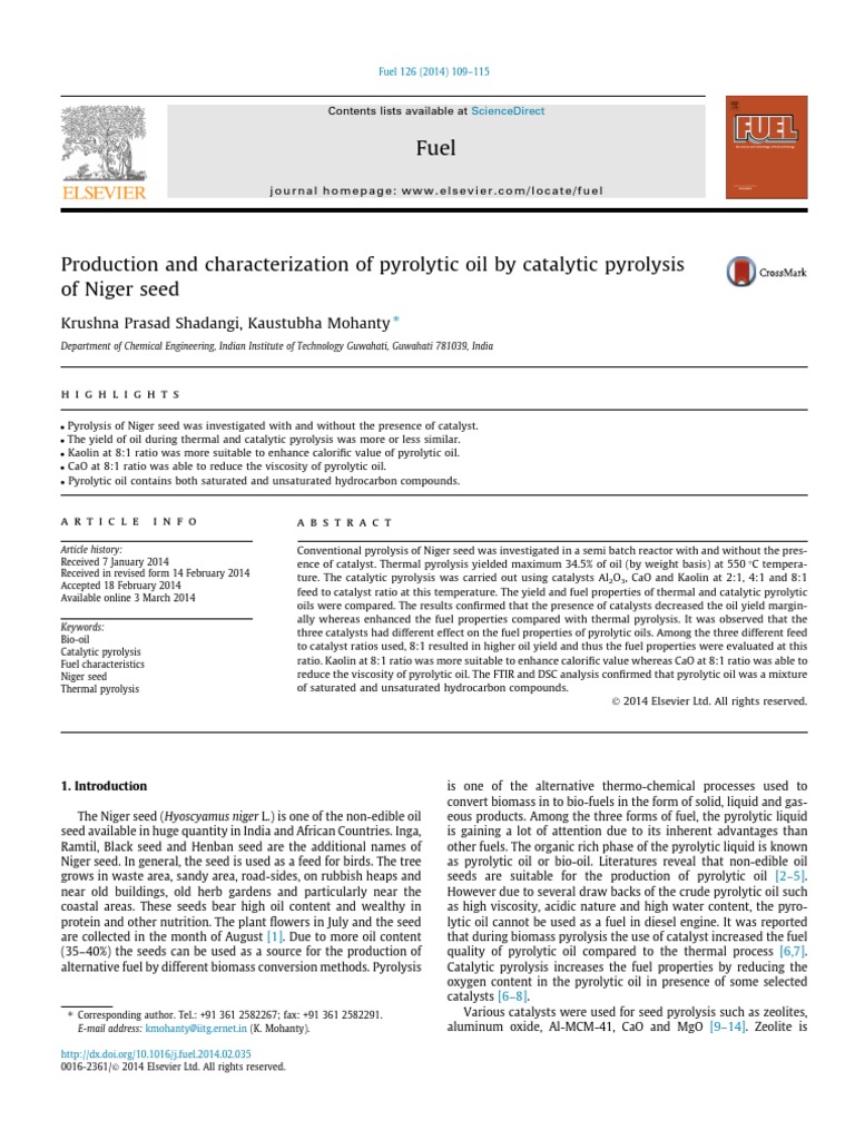 Krushna Prasad Shadangi, Kaustubha Mohanty: Highlights | PDF | Pyrolysis | Differential Scanning ...