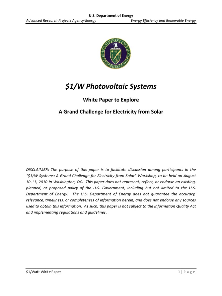DPW White Paper Solar Costs | PDF