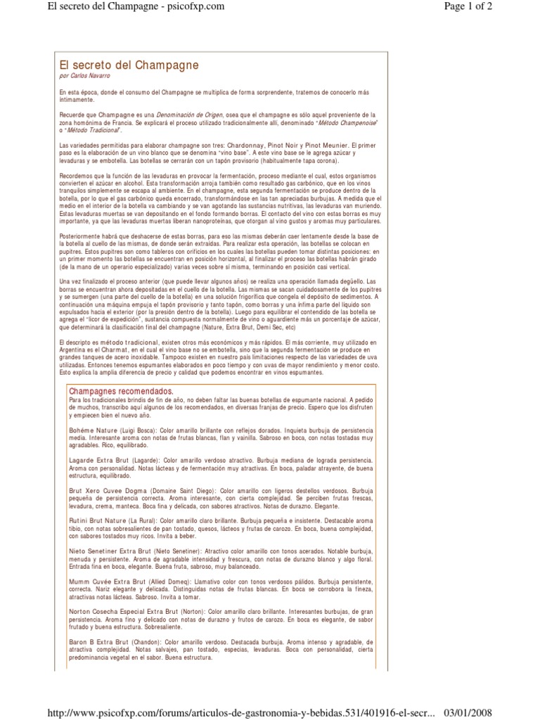 Proceso y Variedades del Champagne | PDF | champán | Vino