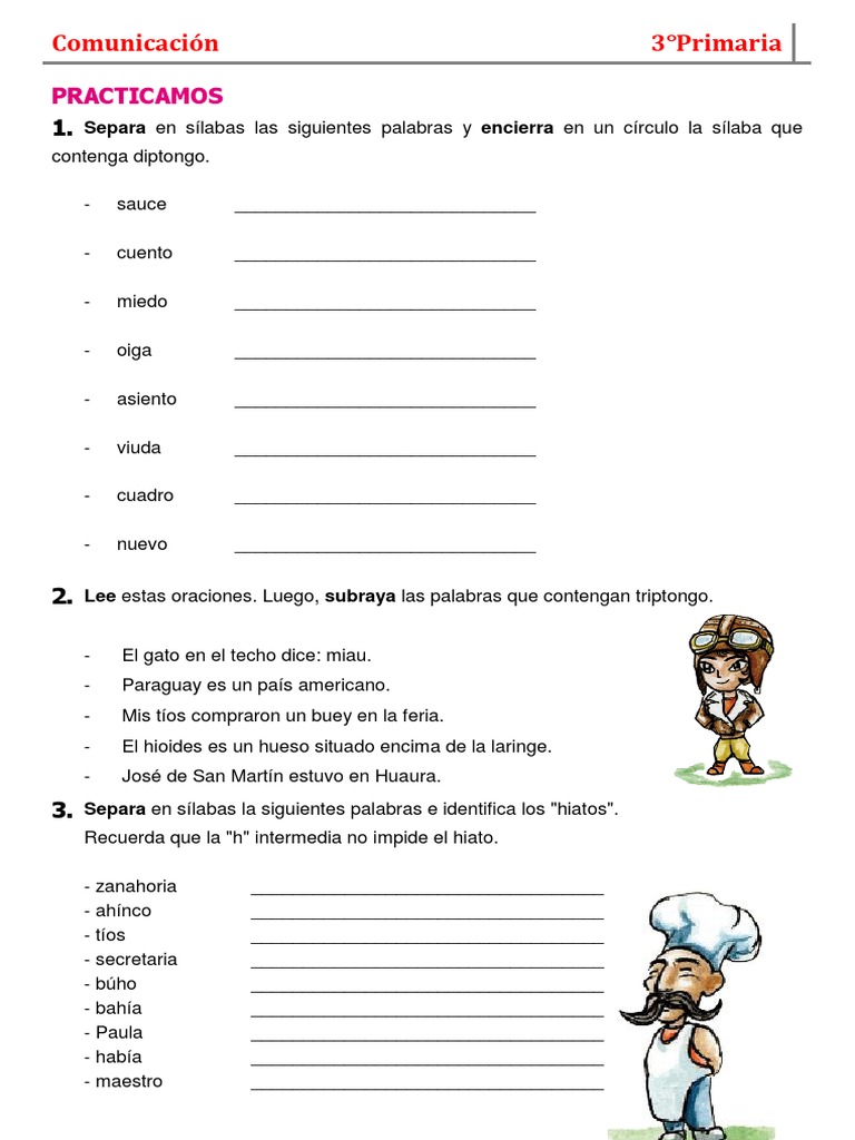 Practica Hiato, Diptongo y Triptongo | PDF