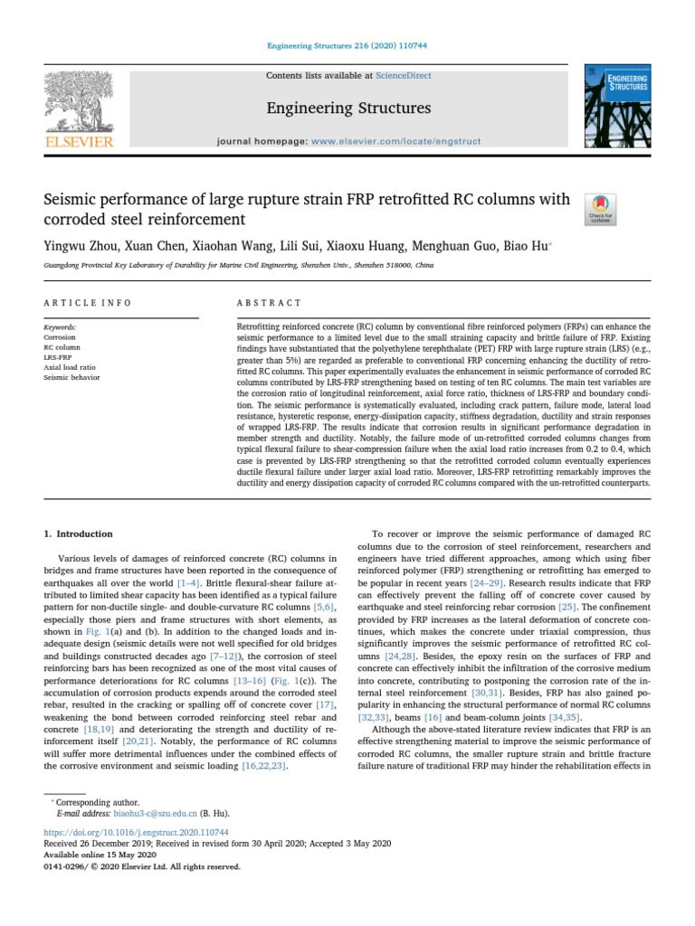 Seismic Performance of Large Rupture Strain FRP Retrofitte - 2020 ...