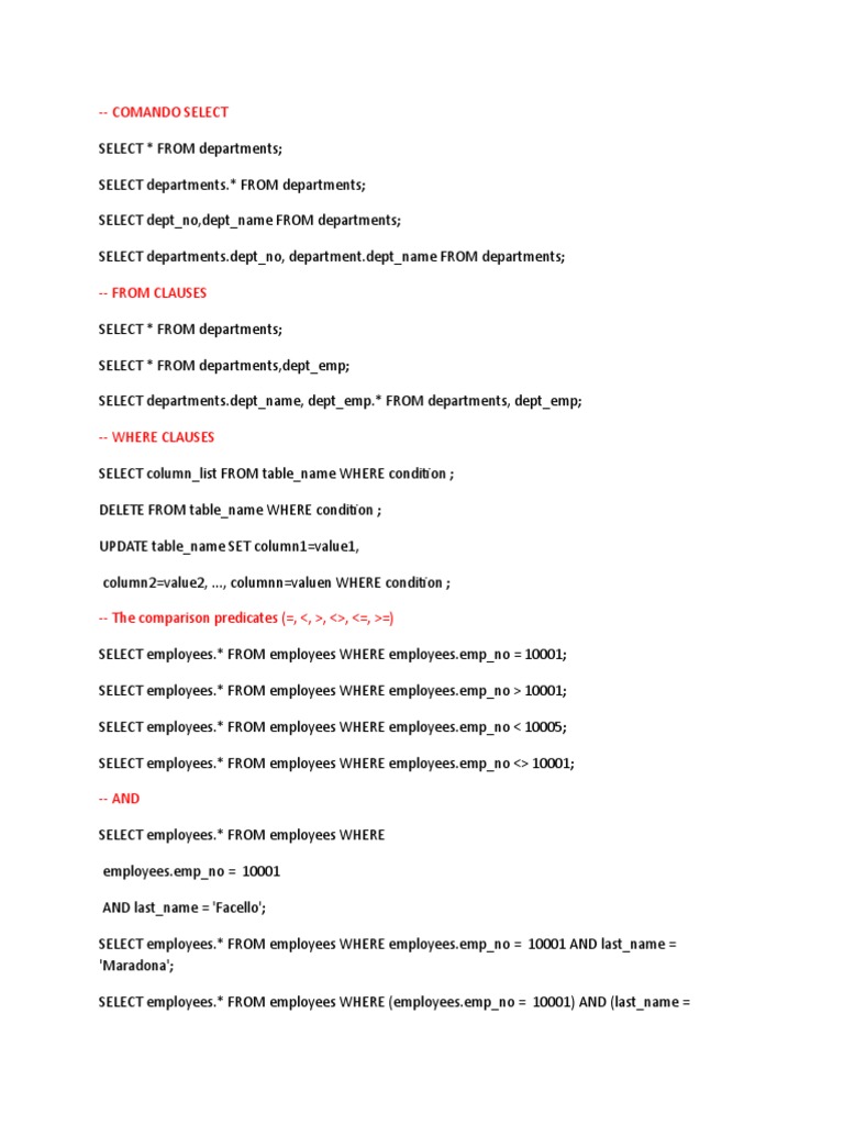 Comandos SQL | PDF | Databases | Data Management Software