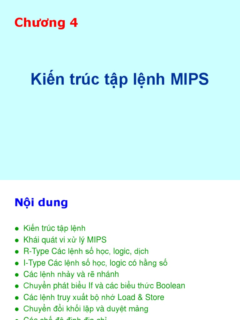 Chuong 4. Kien Truc Tap Lenh MIPS | PDF