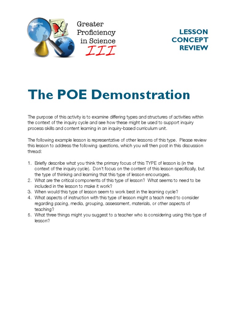 POE Demonstration Lesson Sample | Download Free PDF | Force | Epistemology