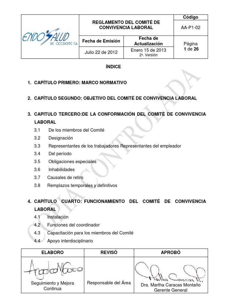 AA-P1-02 Reglamento Del Comite de Convivencia Laboral PDF | PDF | Labor | Science