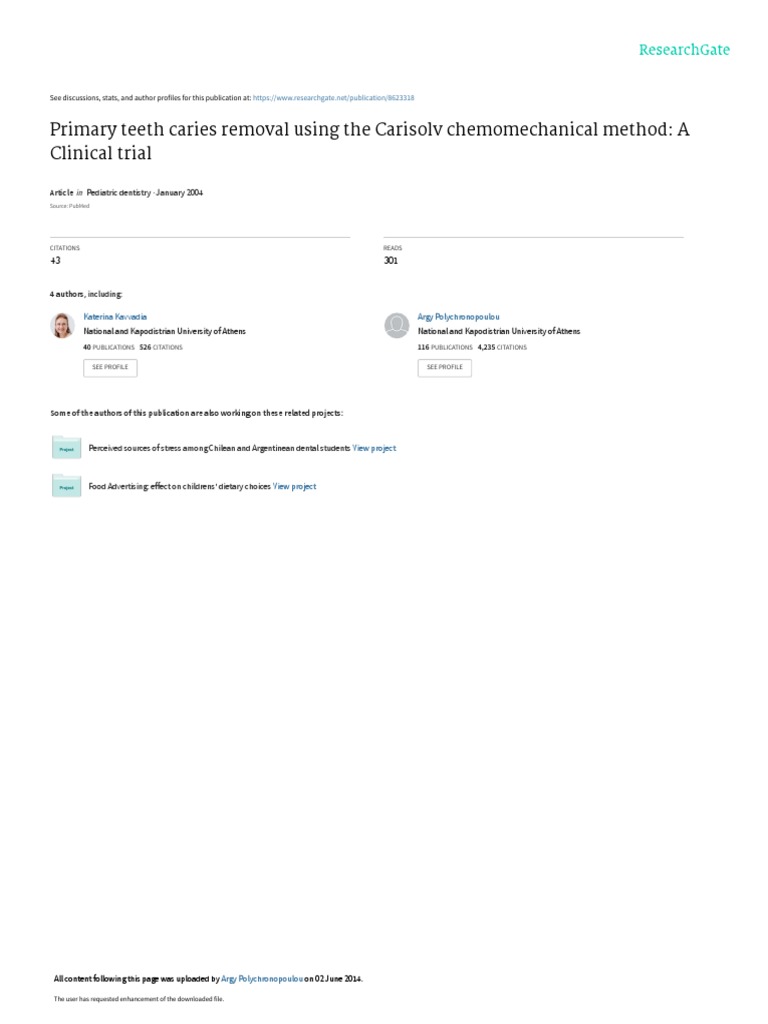 Primary Teeth Caries Removal Using The Carisolv Chemomechanical Method ...