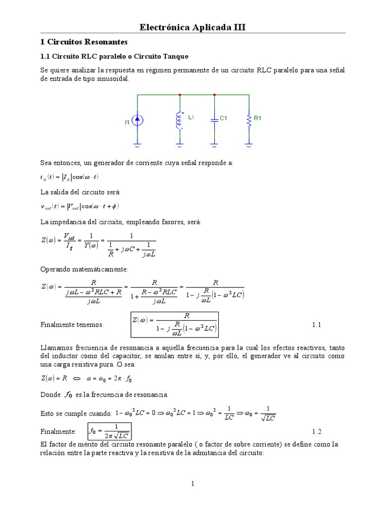 Circuitos Resonantes RLC | PDF | Inductor | Resistencia Eléctrica y ...