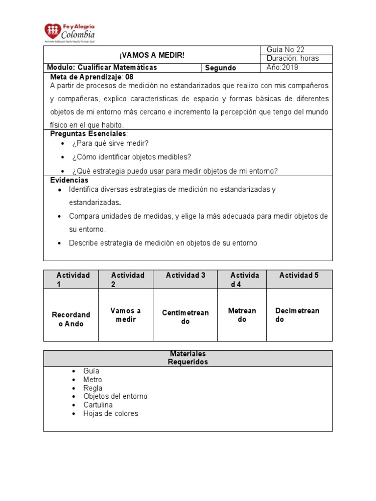 Actividades de Medición para Primaria | PDF | Longitud | Medición