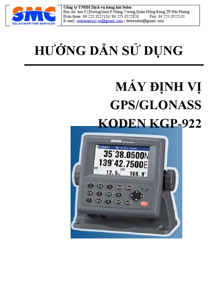 Hướng Dẫn Sử Dụng: Máy Định Vị Gps/Glonass Koden Kgp-922 | PDF