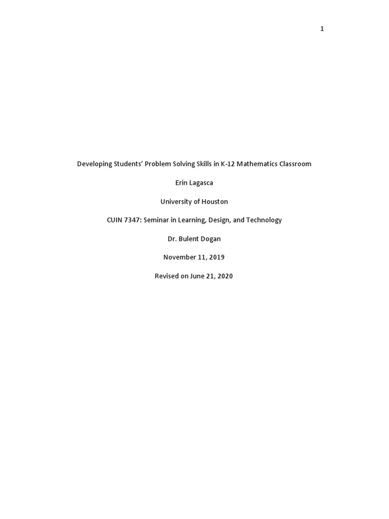 Lagasca Literature Review Problem Solving 1 | PDF | Teachers | Expert