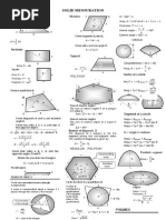 Solid Mensuration Formulas | PDF | Area | Triangle