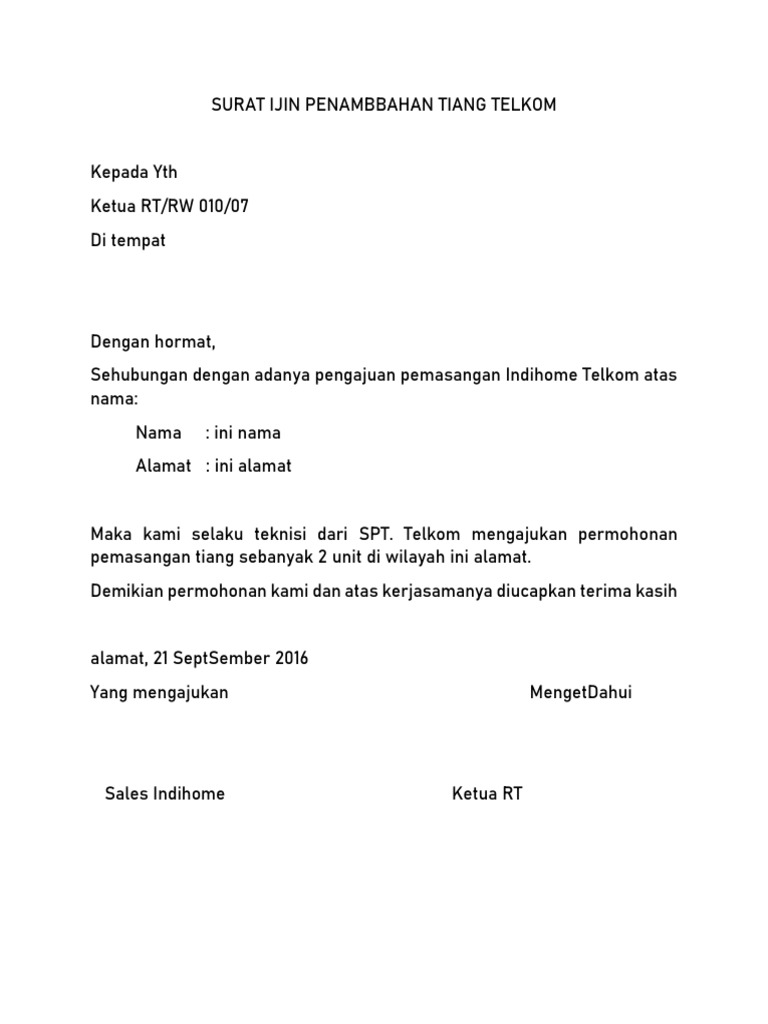 Contoh Dari Surat Tiang Telkom PDF | PDF | Griya & Taman | Komputer