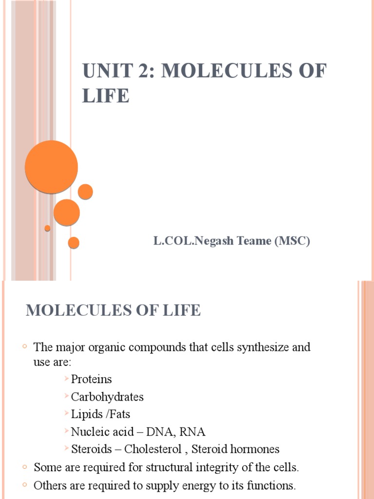 UNIT 2. Molecules of Life-1 | PDF | Carbohydrates | Glucose