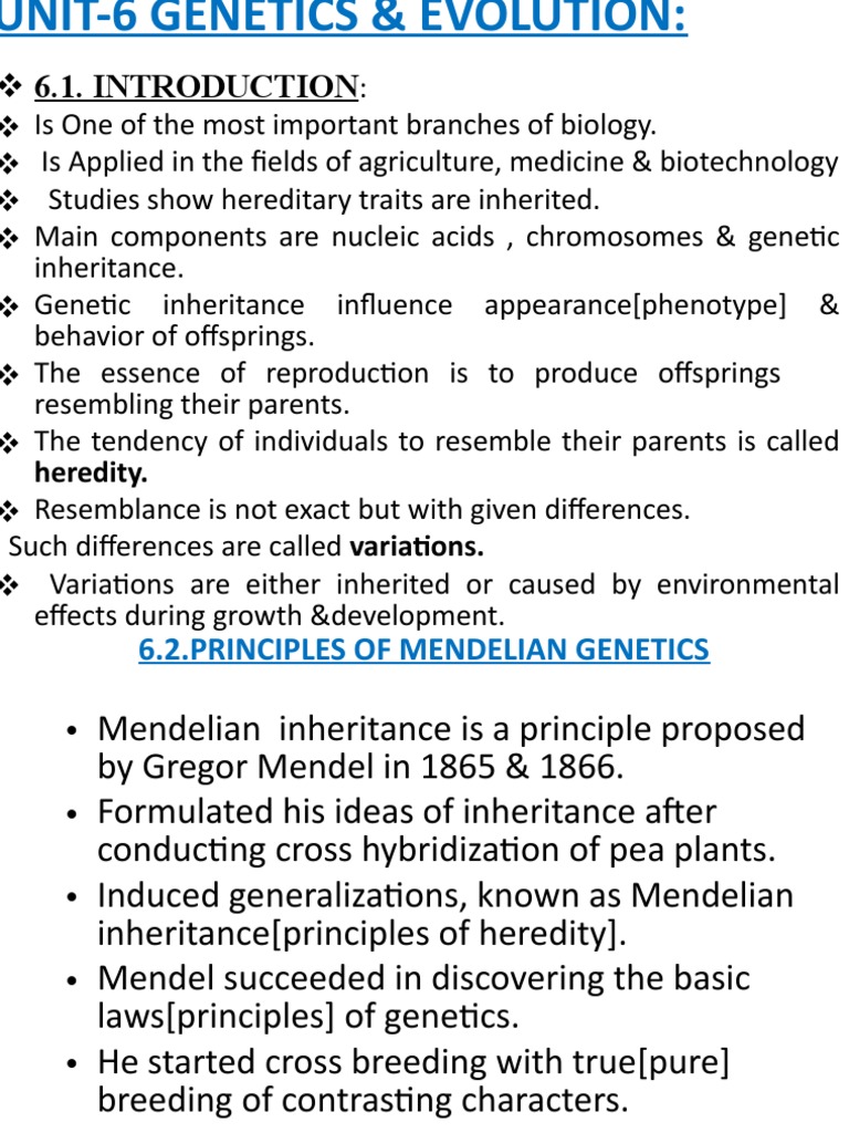 Unit-6, Genetics | PDF | Translation (Biology) | Gene