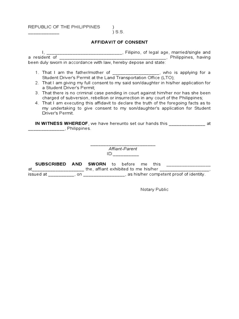 CONSENT LTO (Sample) | PDF | Law