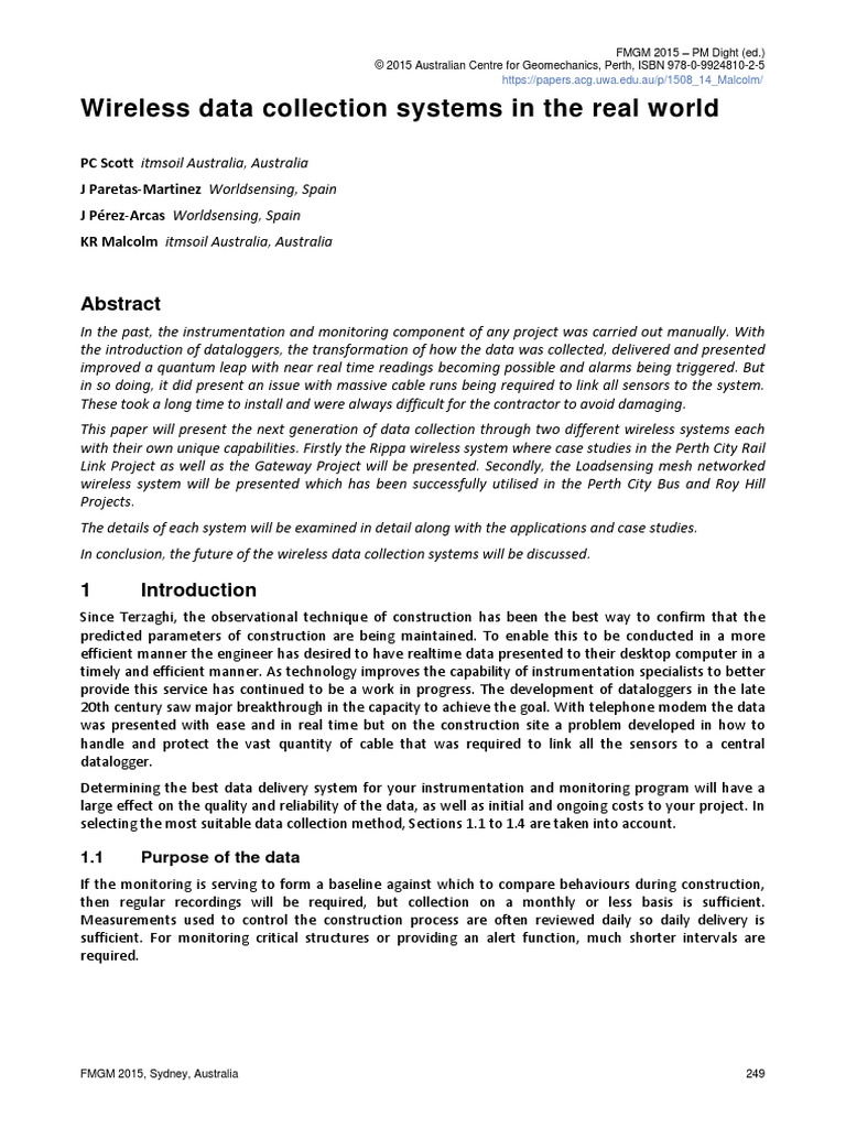 Wireless Data Collection Systems in The Real World | PDF | Wireless ...