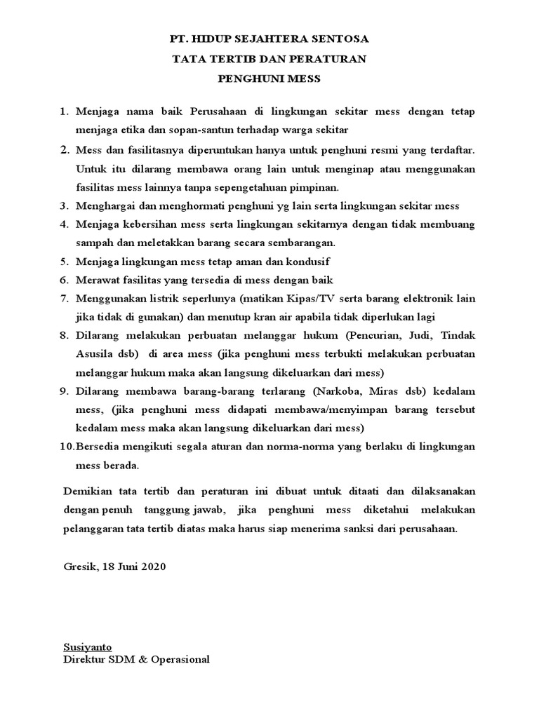 Tata Tertib Mess | PDF