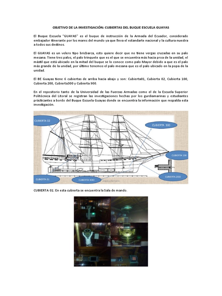 Cubiertas Del Buque Escuela Guayas | PDF | Mástil (Vela) | Buques