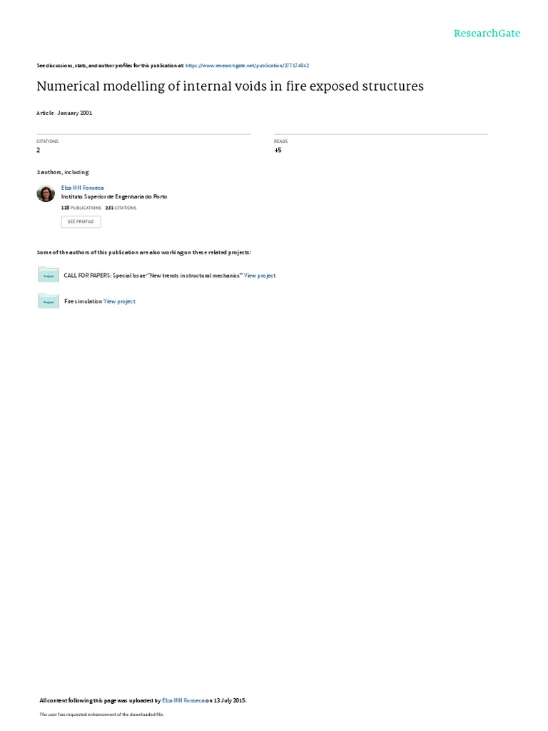 Numerical Modelling of Internal Voids in Fire Exposed Structures | PDF ...