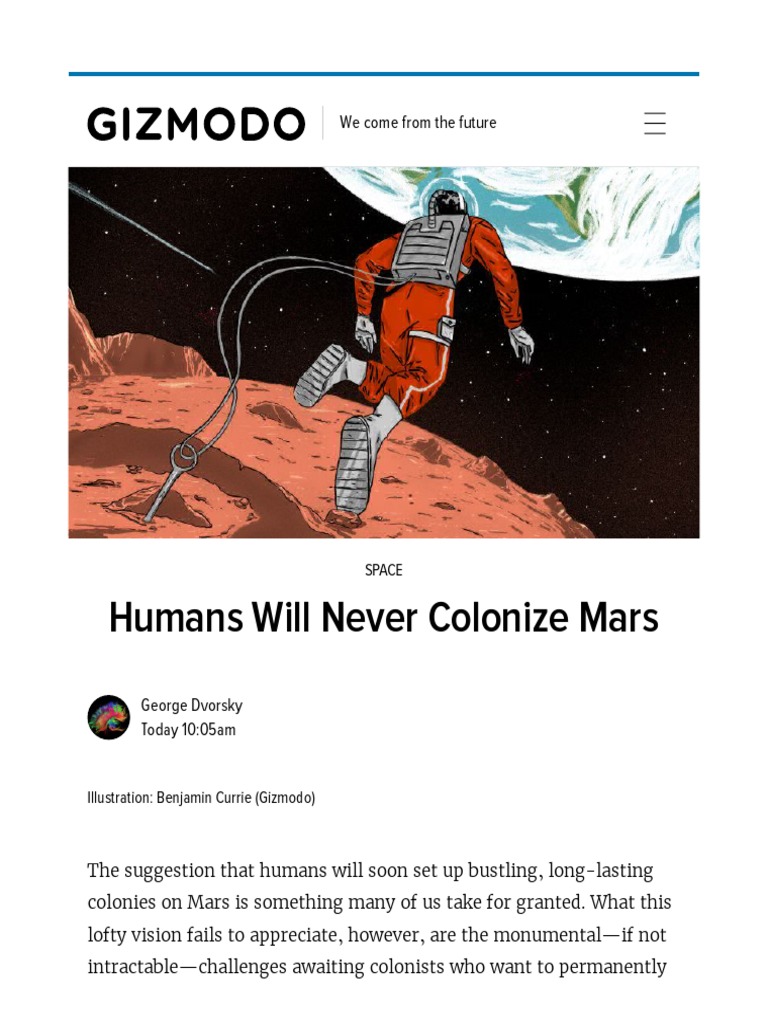 Challenges of Colonizing Mars Explained | PDF | Micro G Environment | Mars