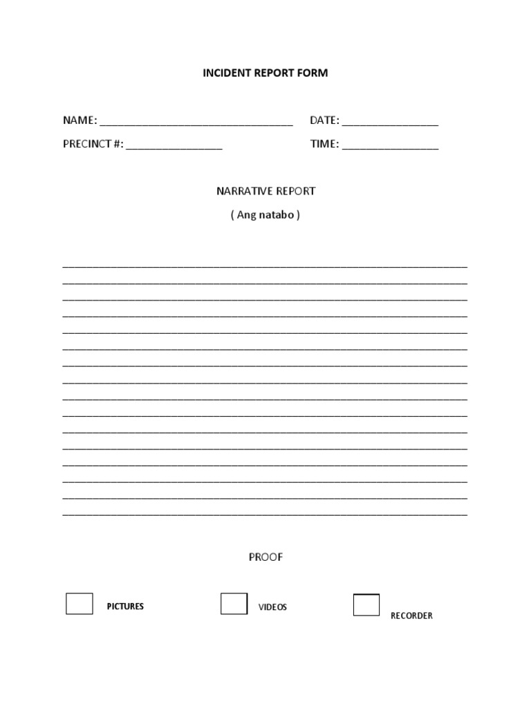Incident Report Form: Recorder Videos Pictures Pictures | PDF