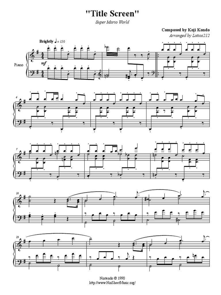 Super Mario World - Title Screen PDF | PDF | Games On Nintendo ...