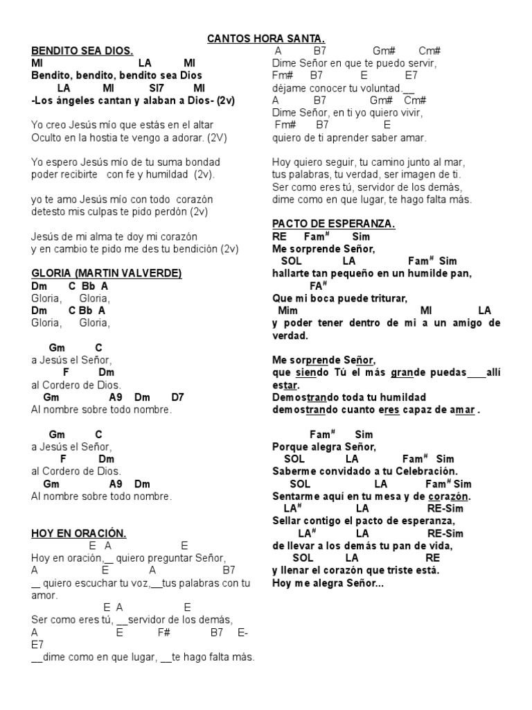 Cantos Hora Santa | PDF | eucaristía | Cristo (título)