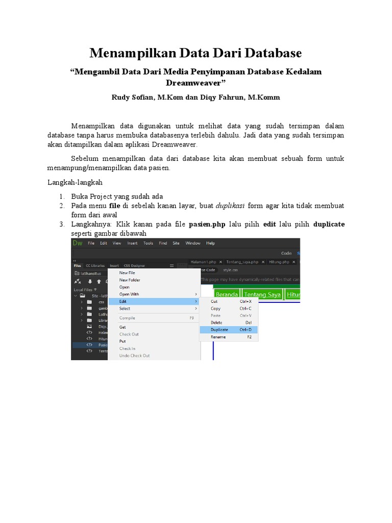 Menampilkan Data Pada Dreamweaver | PDF