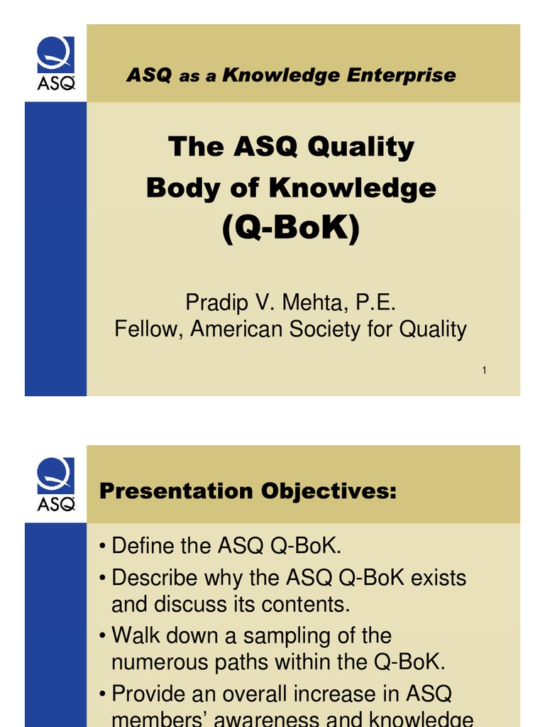 2006-09 Tutorial ASQ BoK | PDF | Knowledge | Business