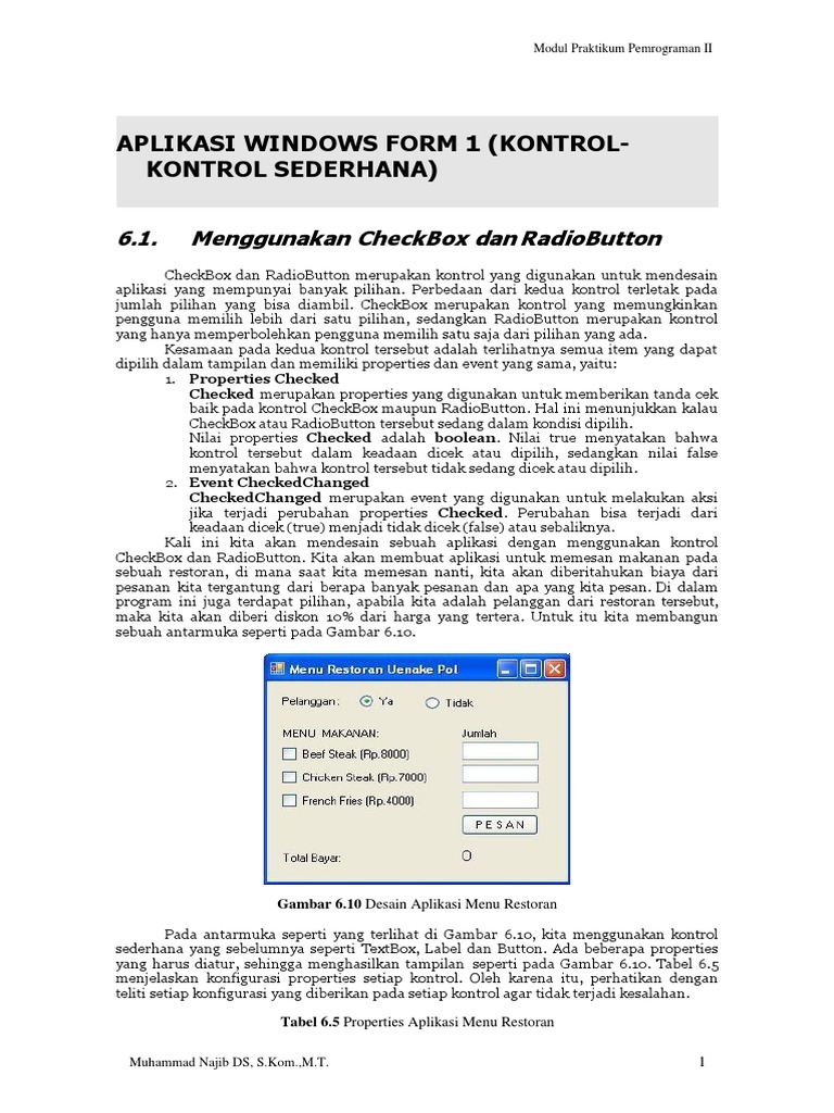 Modul Pemrograman Visual - Radio Button | PDF