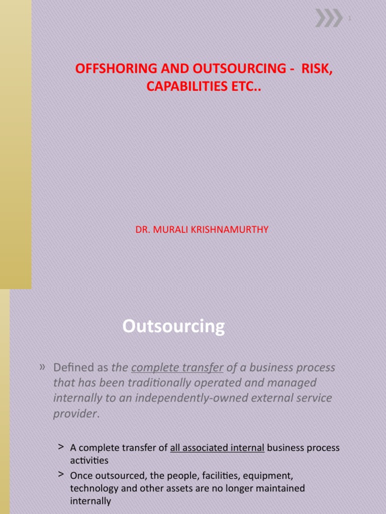 L5 Offshoring and Outsourcing - Risk, Capabilities Etc | PDF ...