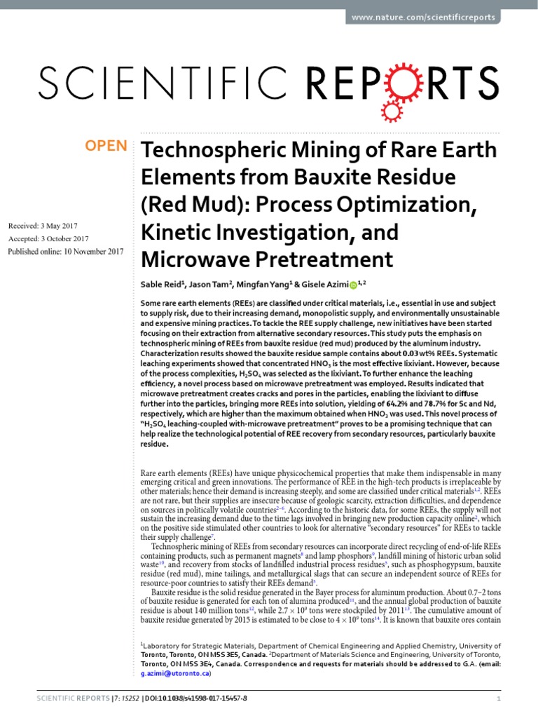 Technospheric Mining of Rare Earth Elements From B | PDF | Nitric Acid ...