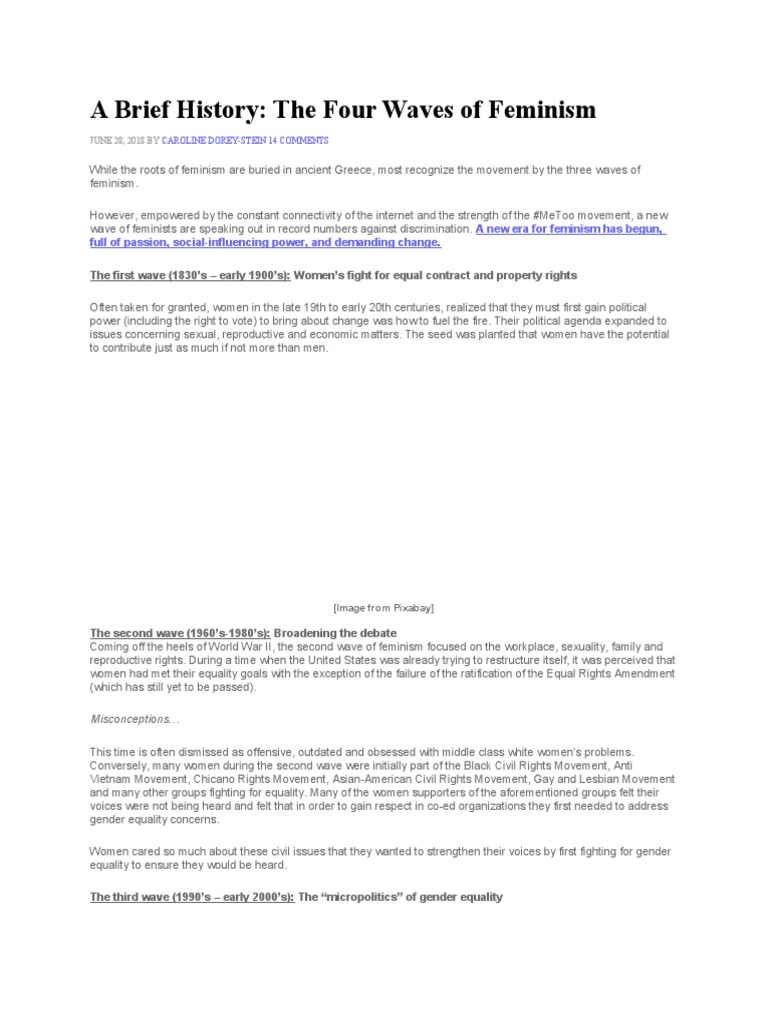 A Brief History: The Four Waves of Feminism | PDF | Feminism | Gender ...