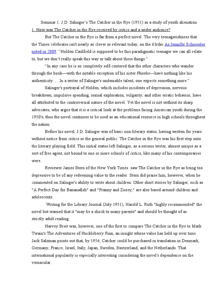 As Jennifer Schuessler Noted in 2009 | PDF | J. D. Salinger