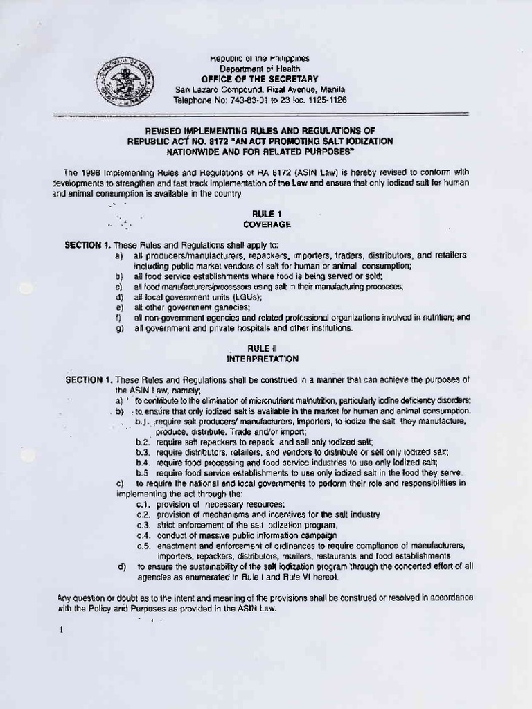 Revised IRR of RA 8172 PDF | PDF