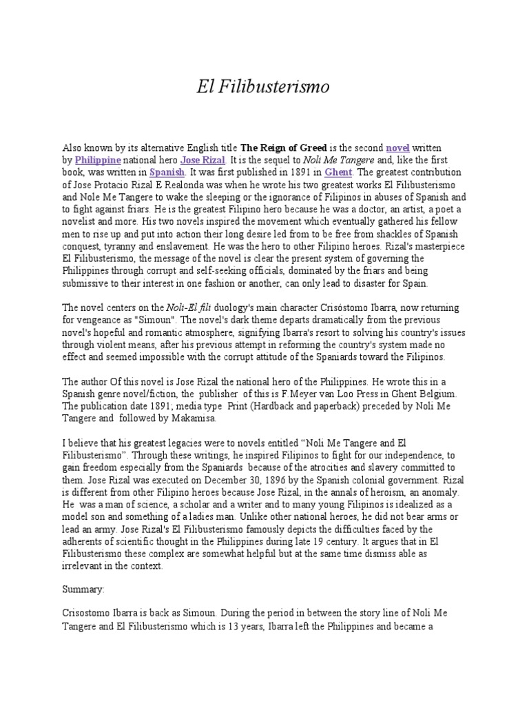 El Filibusterismo Critique Paper | PDF
