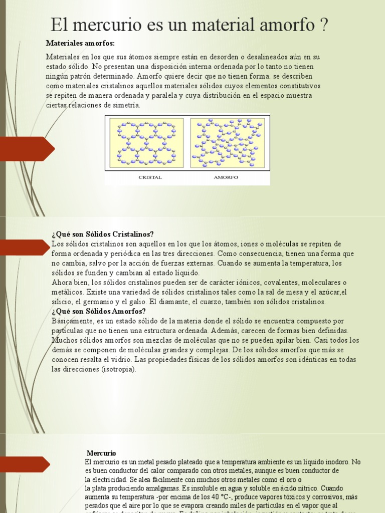 El Mercurio Es Un Material Amorfo | PDF | Cristal | Sólido amorfo