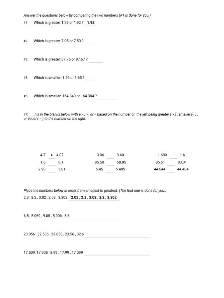 Math Comparison Exercises | PDF | Teaching Methods & Materials | Computers