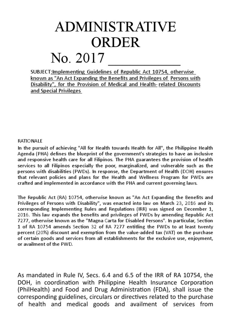Administrative Order Doh PWD | PDF | Over The Counter Drug | Pharmacy