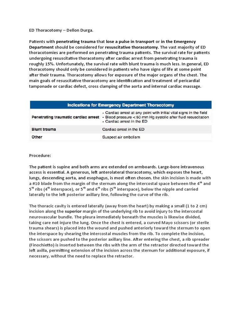 ED Thoracotomy | PDF | Aorta | Heart