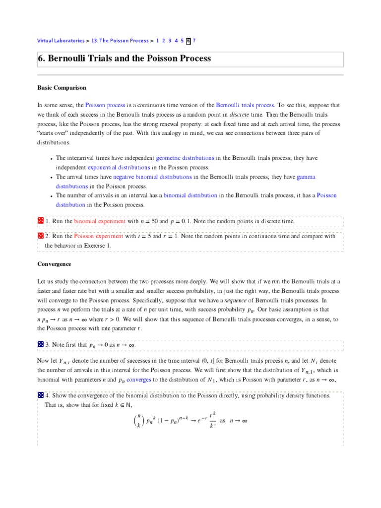Bernoulli Trials and The Poisson Process | PDF | Poisson Distribution ...