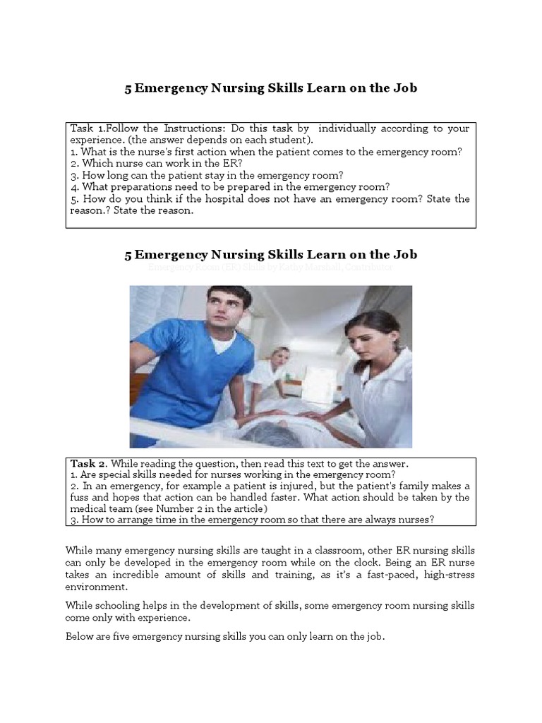 5 Emergency Nursing Skills Learn On The Job: Emergency Room (ER) Skills ...