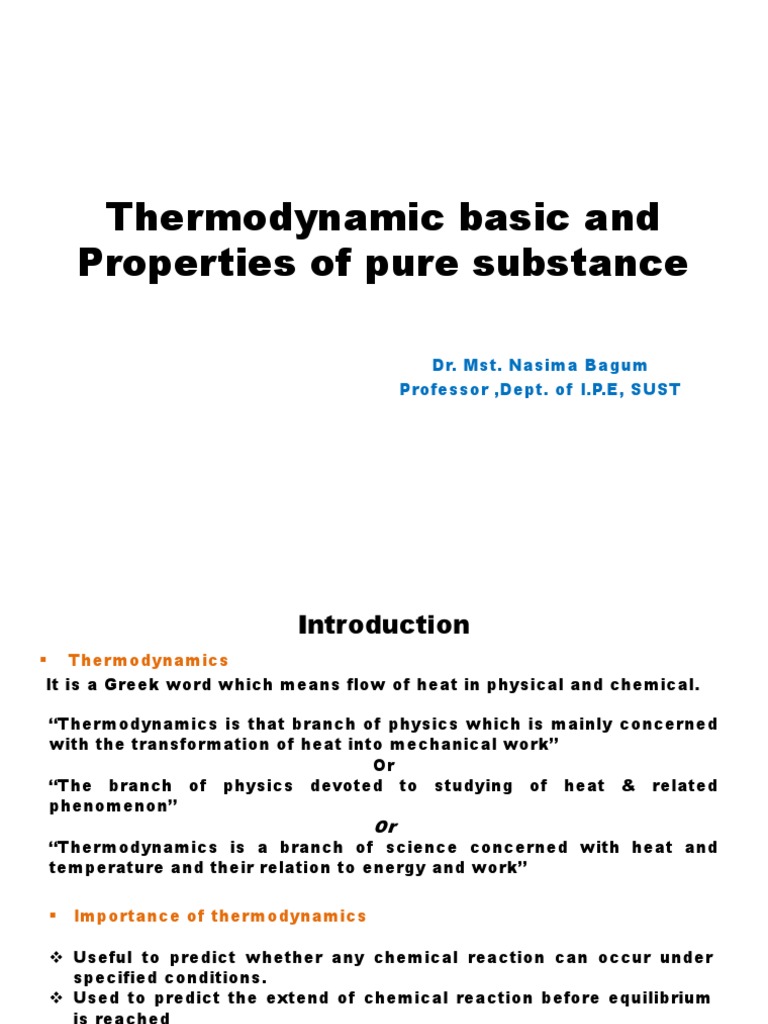 Thermodynamics & Pure Substances | PDF | Thermodynamics | Phase Diagram