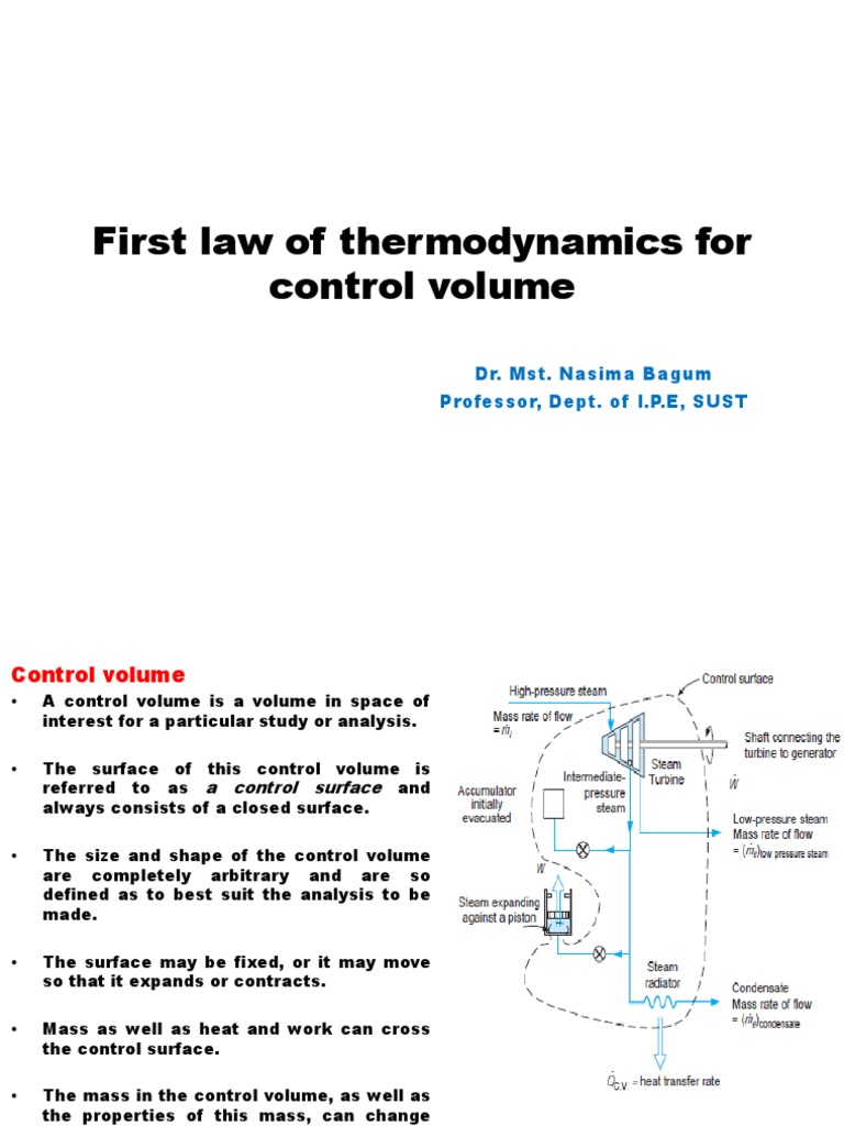 First Law of Thermodynamics For A Control Volume | PDF | Heat | Fluid ...